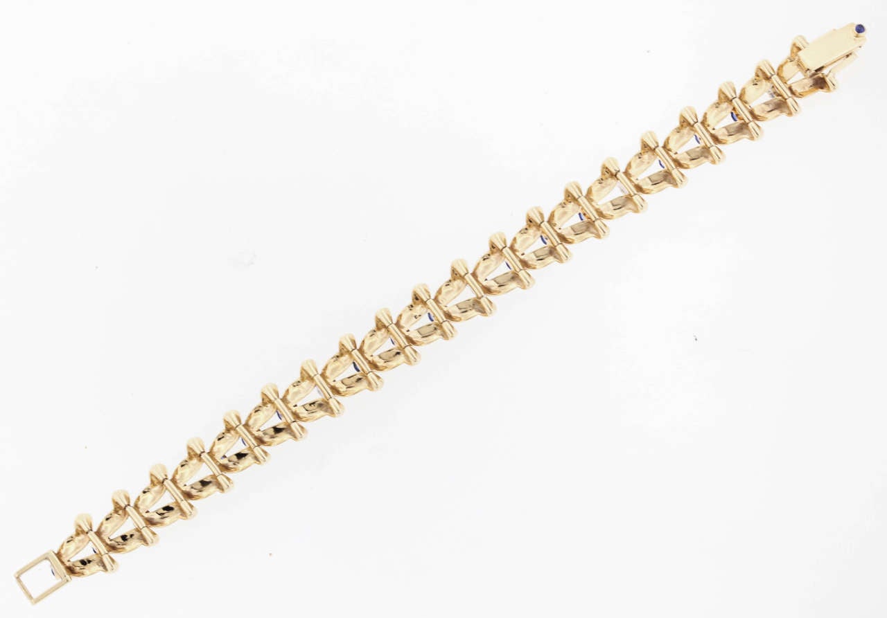 Raymond Yard Sapphire Diamond Gold Ribbon-Link Bracelet at 1stDibs