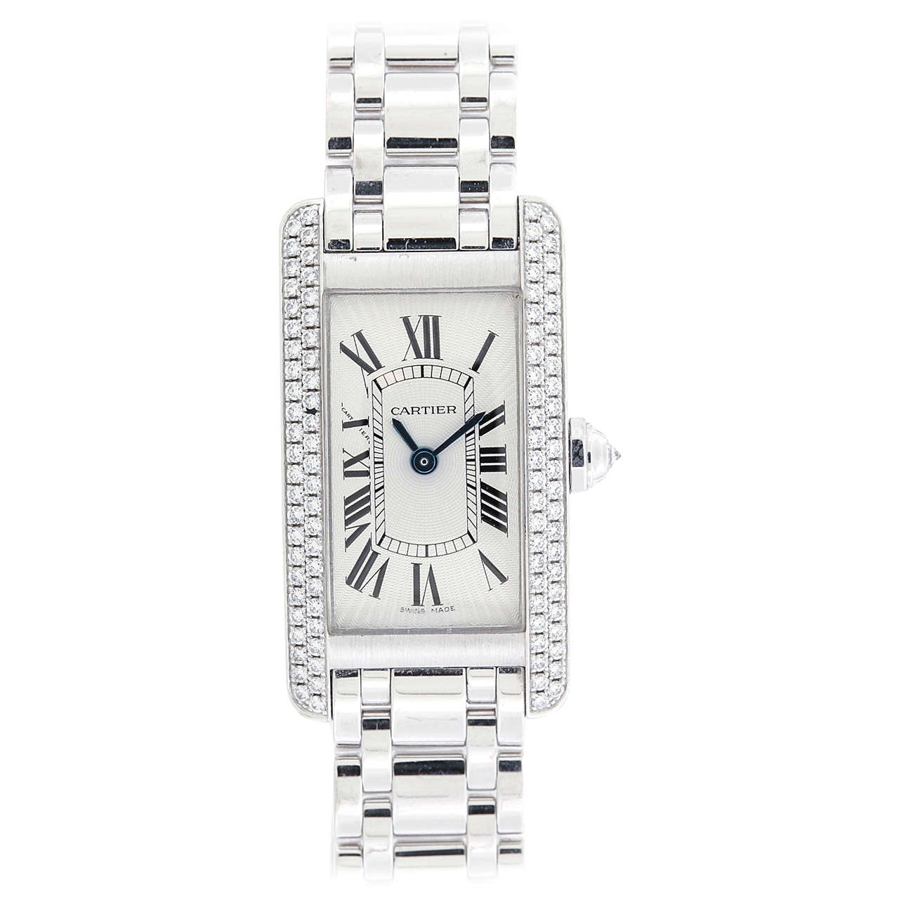 Cartier Lady's White Gold Tank Americaine Diamond Quartz Wristwatch Ref ...
