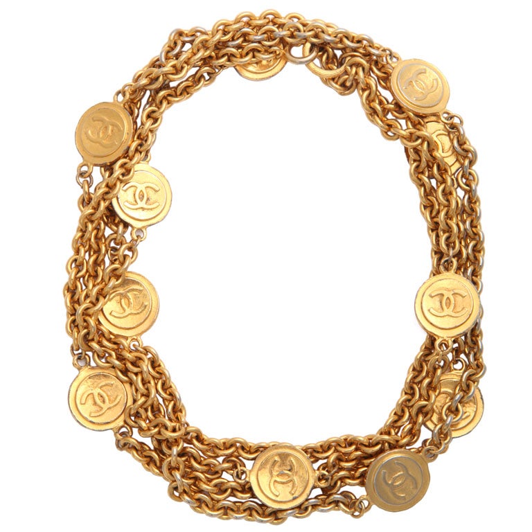 CHANEL gold tone classic link long chain necklace at 1stDibs | director ...