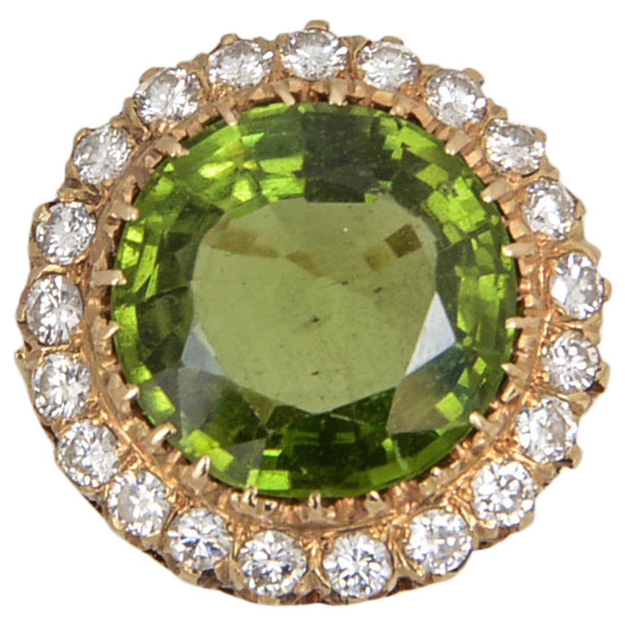 Large Peridot Diamond Gold Cocktail Ring Over 15 Carat For Sale at ...