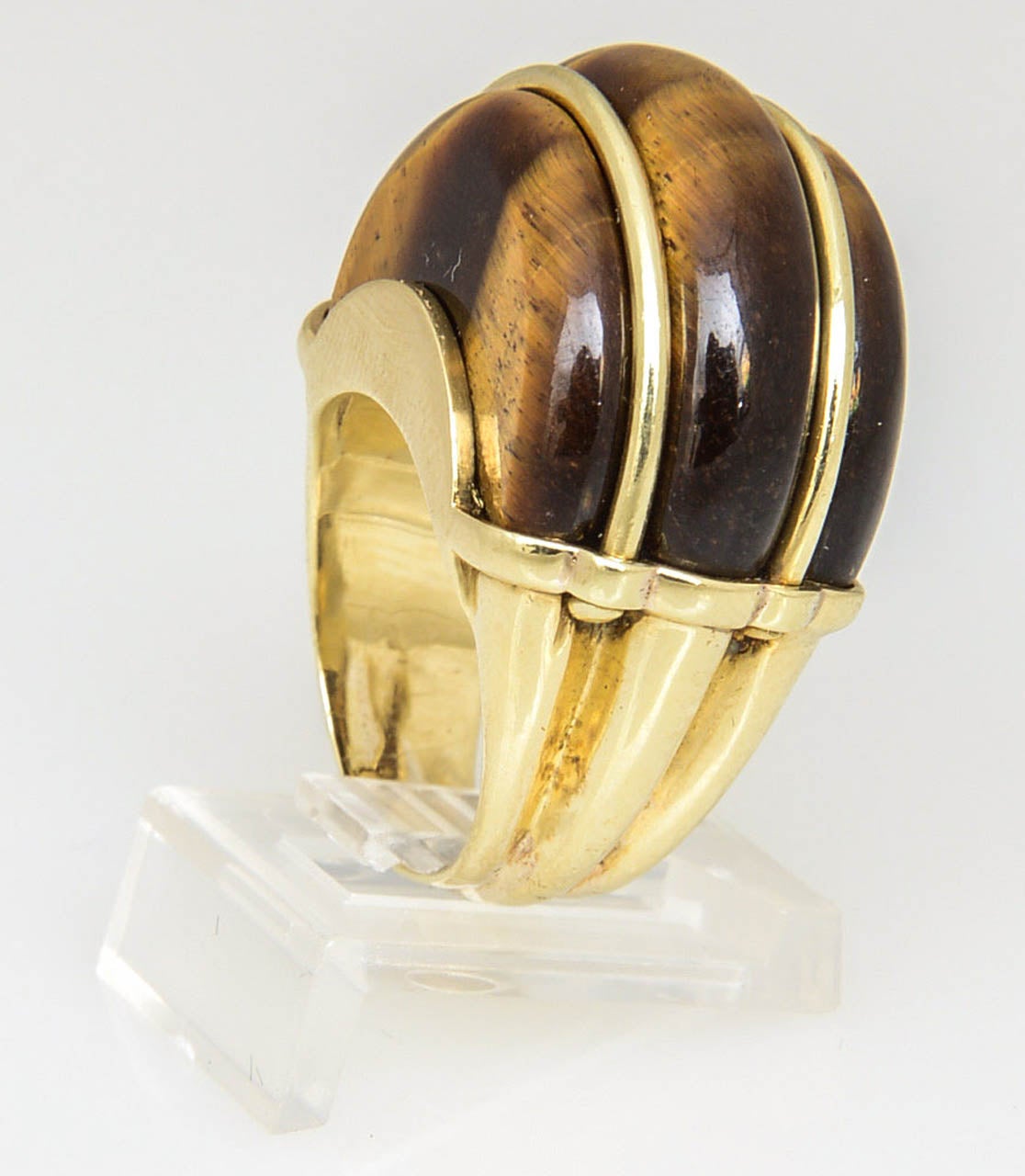 1970s Tiger's Eye and Gold Ring at 1stDibs