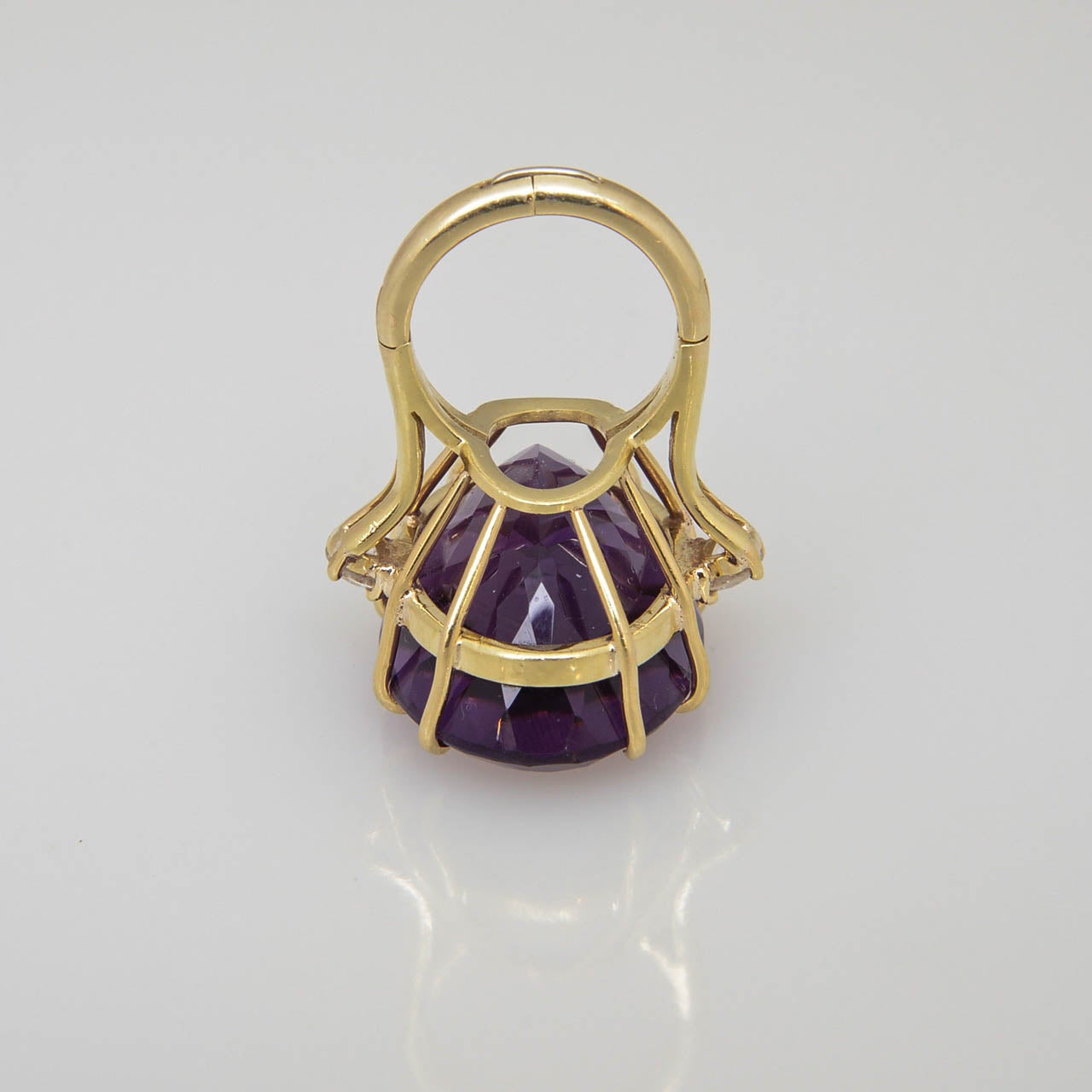 1970s Large Amethyst and Diamond Gold Cocktail Ring For Sale at 1stDibs ...