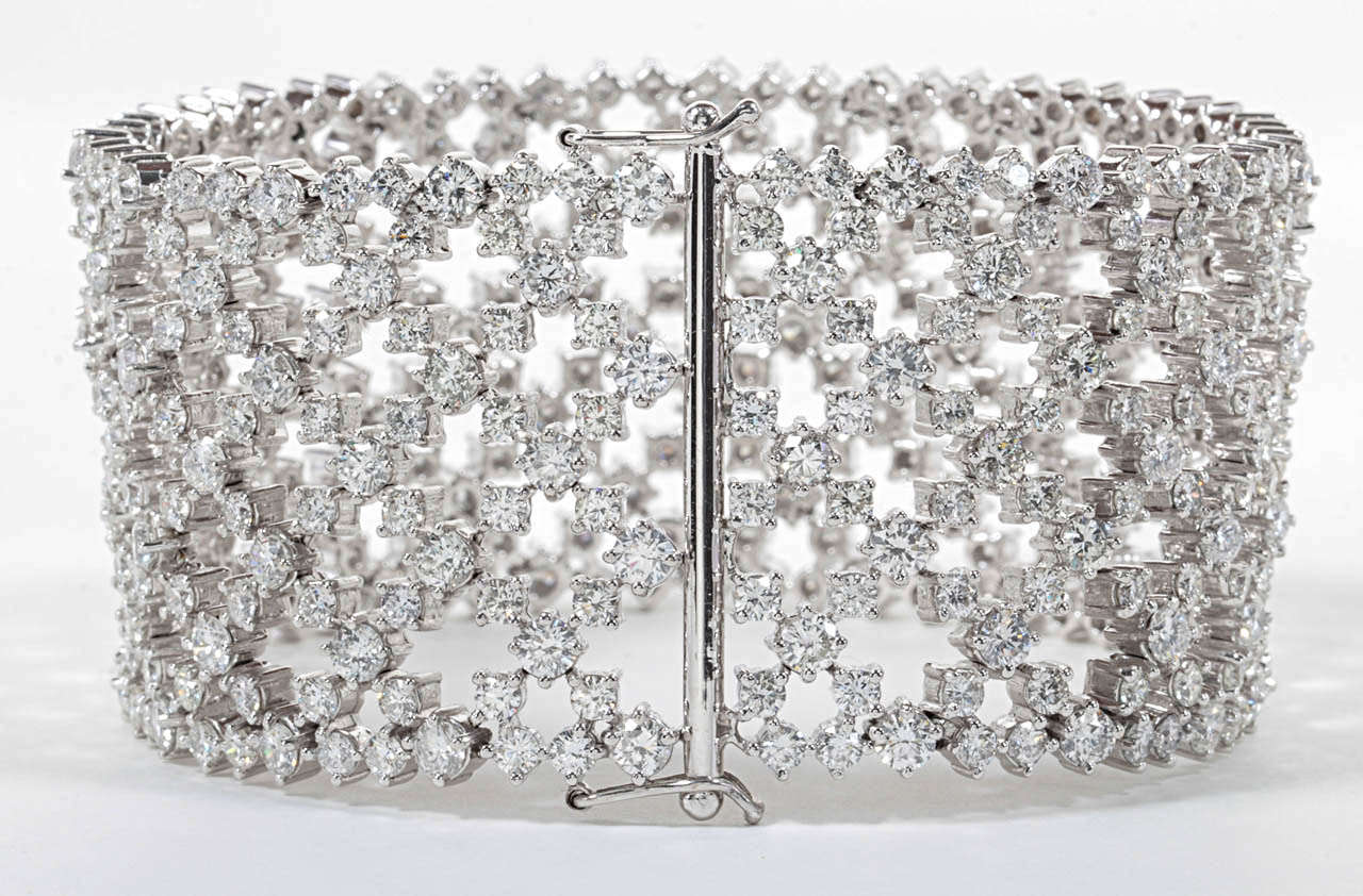Stunning Wide Diamond Bracelet For Sale at 1stDibs | thick diamond ...