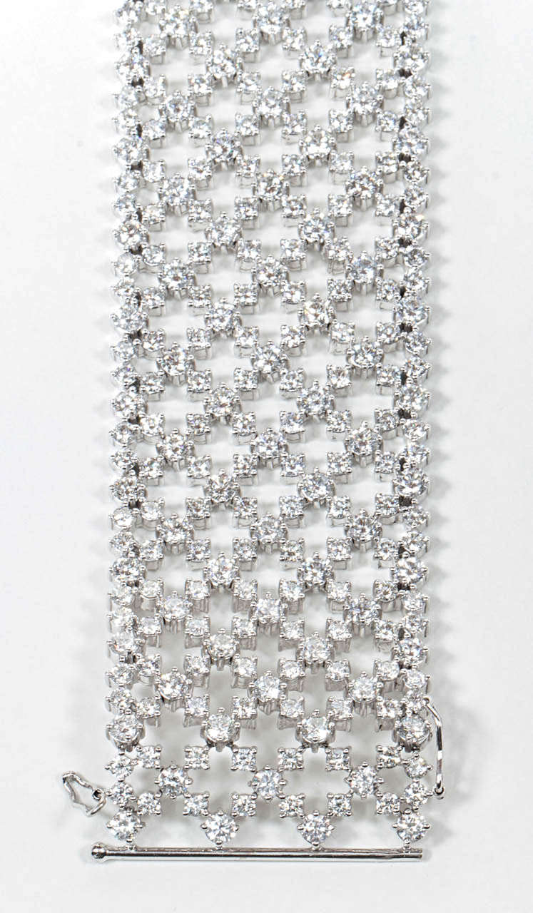 Stunning Wide Diamond Bracelet For Sale at 1stDibs | thick diamond ...