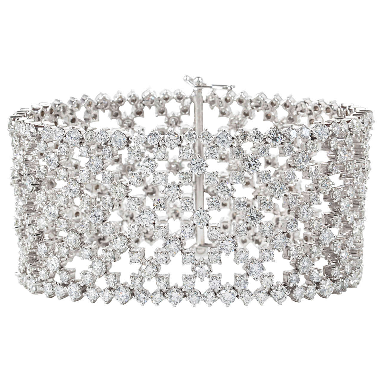 Stunning Wide Diamond Bracelet For Sale at 1stDibs | thick diamond ...