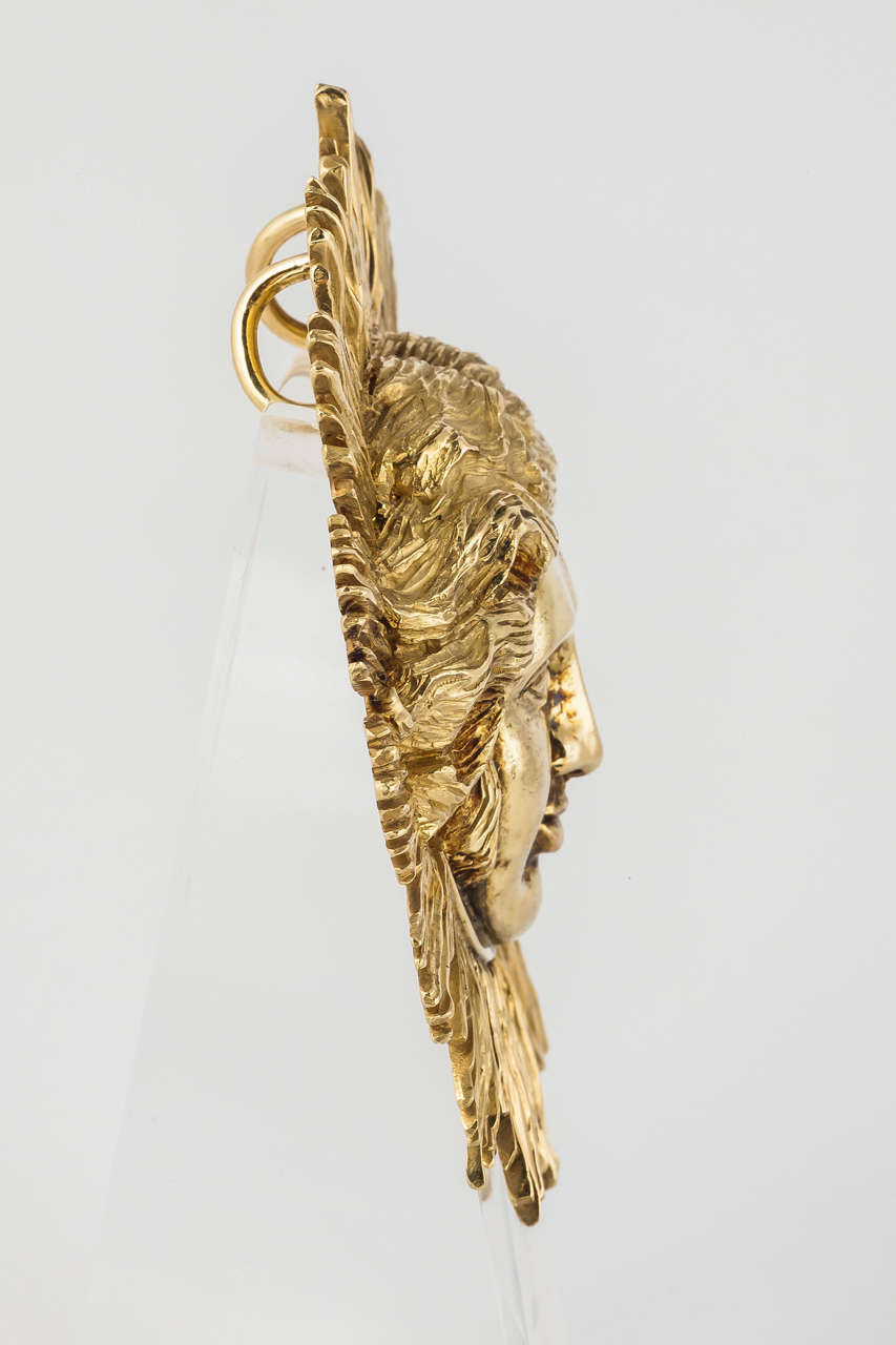 Gold Apollo Sun King Pendant For Sale at 1stDibs