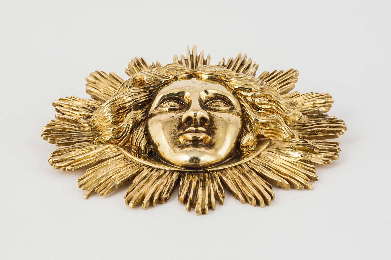 Gold Apollo Sun King Pendant For Sale at 1stDibs