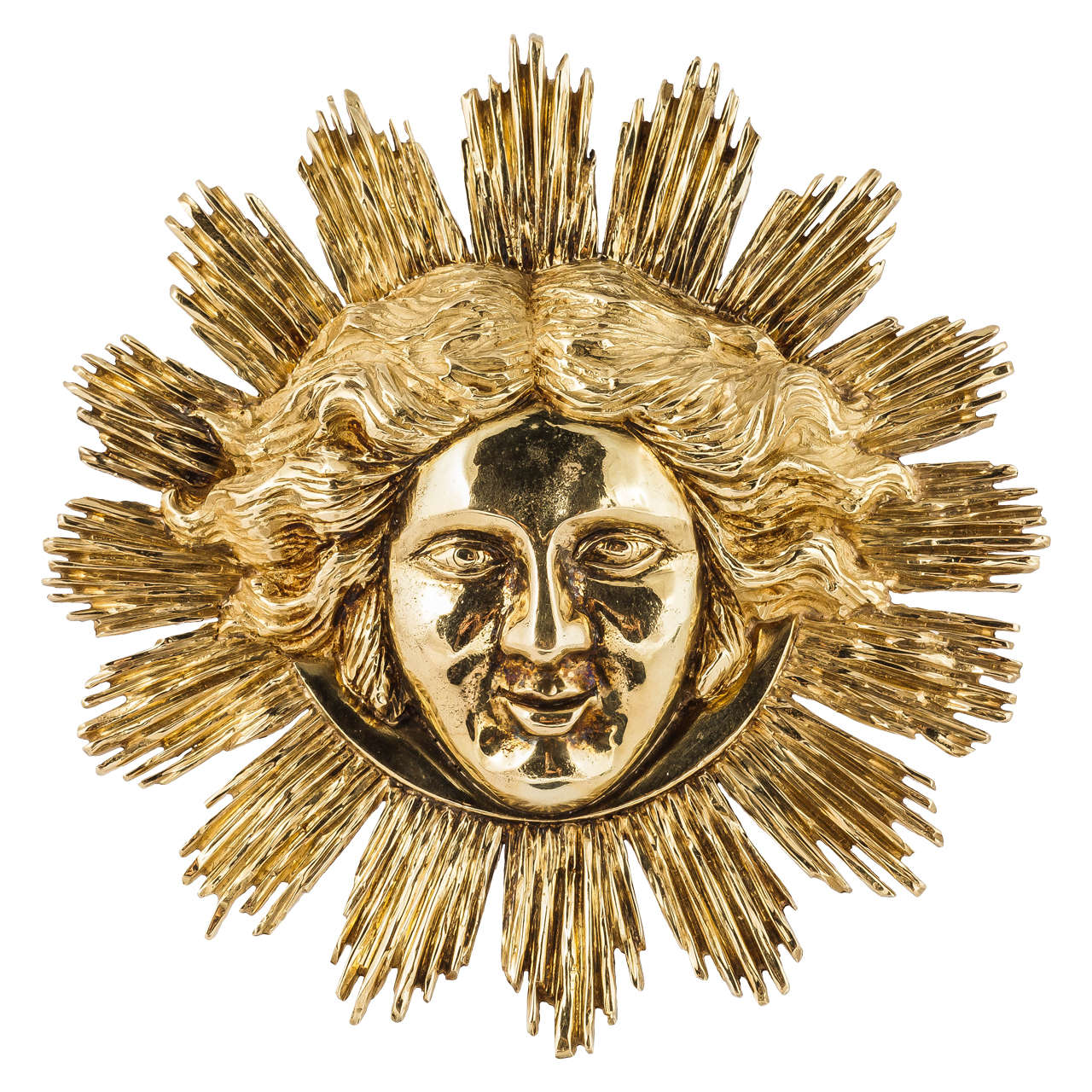 Gold Apollo Sun King Pendant For Sale at 1stDibs