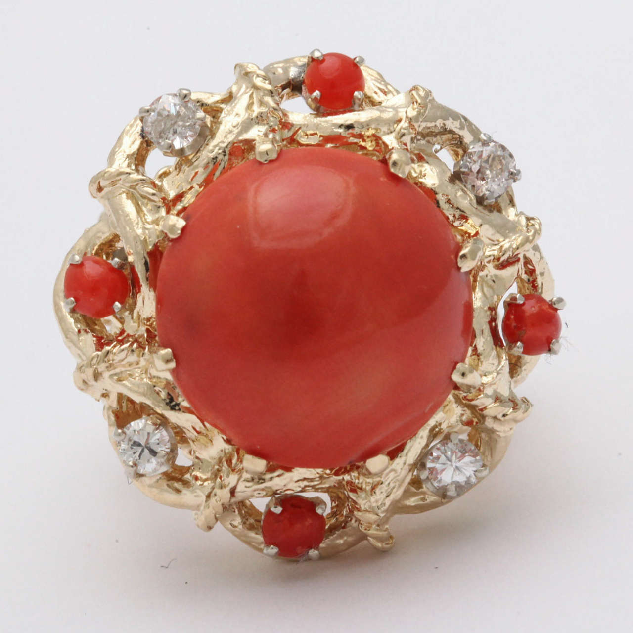Coral Diamond Ring For Sale at 1stDibs | coral engagement ring, coral ...