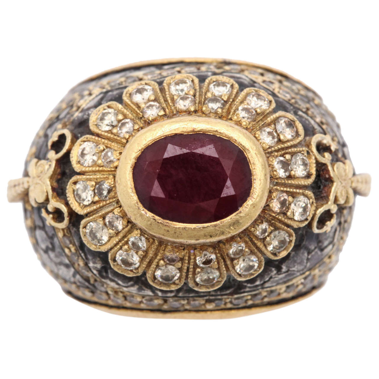 Massive High Karat Indian Ruby and Diamond Ring at 1stDibs | indian ...