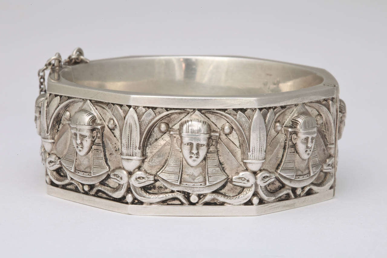 Sphinxes Galore on An Egyptian Revival Silver Bangle Bracelet at ...