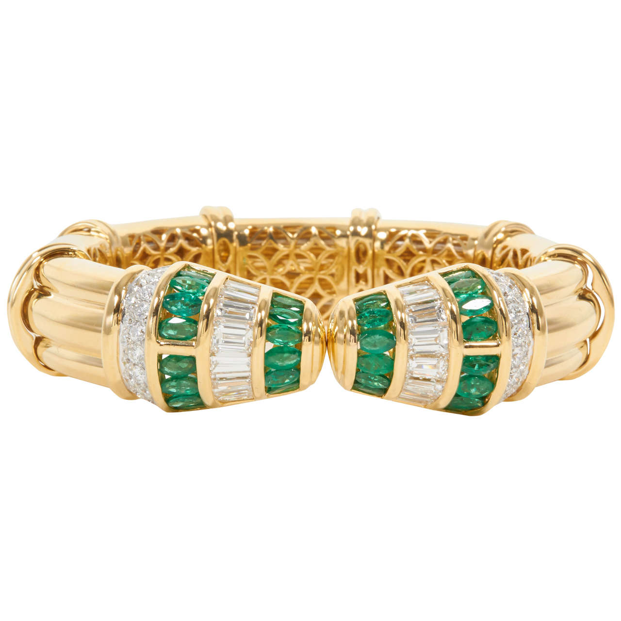 Incredible Emerald Cut Diamond Gold Cuff Bracelet For Sale at 1stdibs