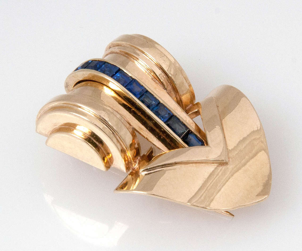 Tiffany and Co. Retro Sapphire Gold Pin at 1stDibs
