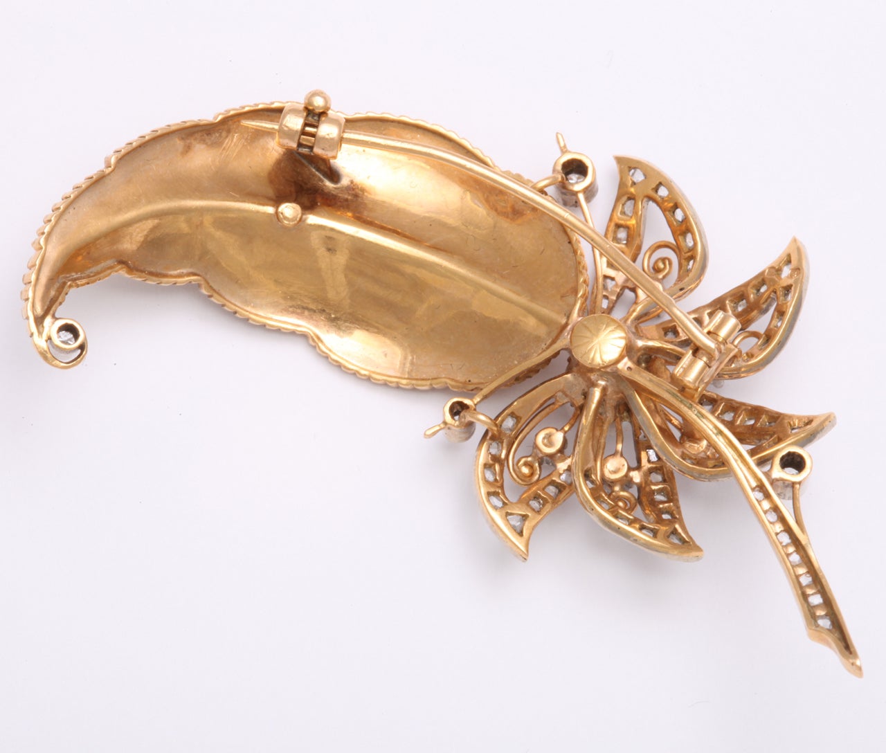 Diamond And Pearl Gold pin For Sale at 1stDibs