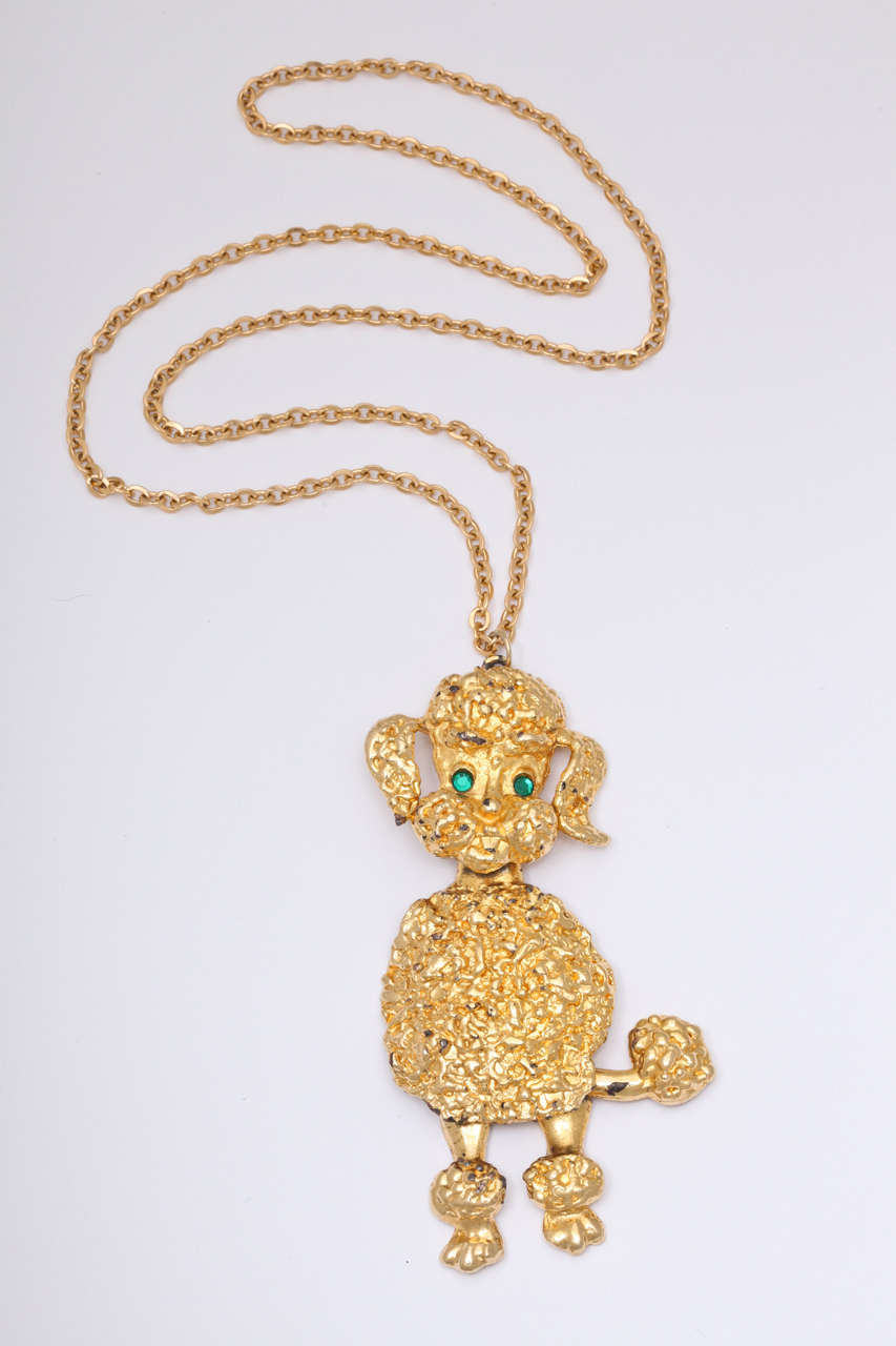 Large Goldtone Poodle Pendant Necklace For Sale at 1stDibs | poodle ...