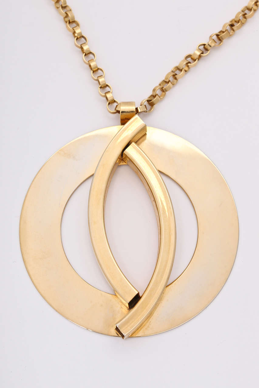 Large Mod "Gold" Medallion Necklace, Costume Jewelry For Sale at ...