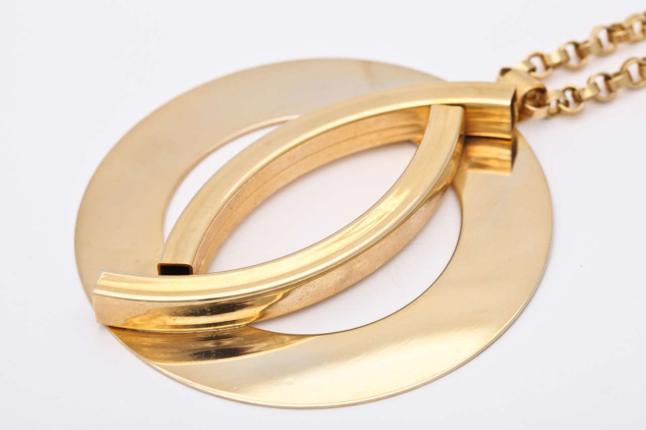 Large Mod "Gold" Medallion Necklace, Costume Jewelry For Sale at ...