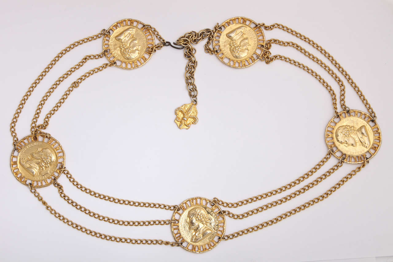 Shakespeare "Gold" Coin and Chain Belt, Costume Jewelry at 1stDibs ...