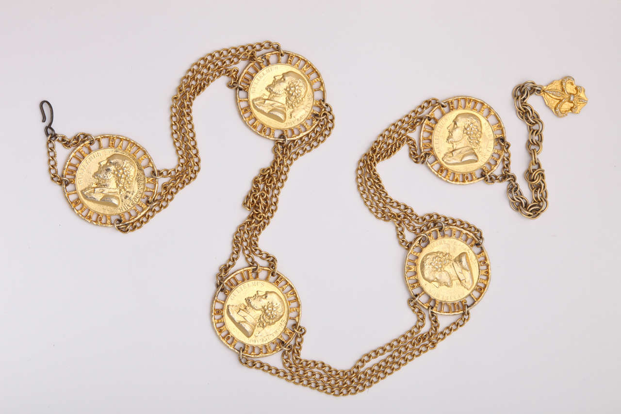 Shakespeare "Gold" Coin and Chain Belt, Costume Jewelry at 1stDibs ...