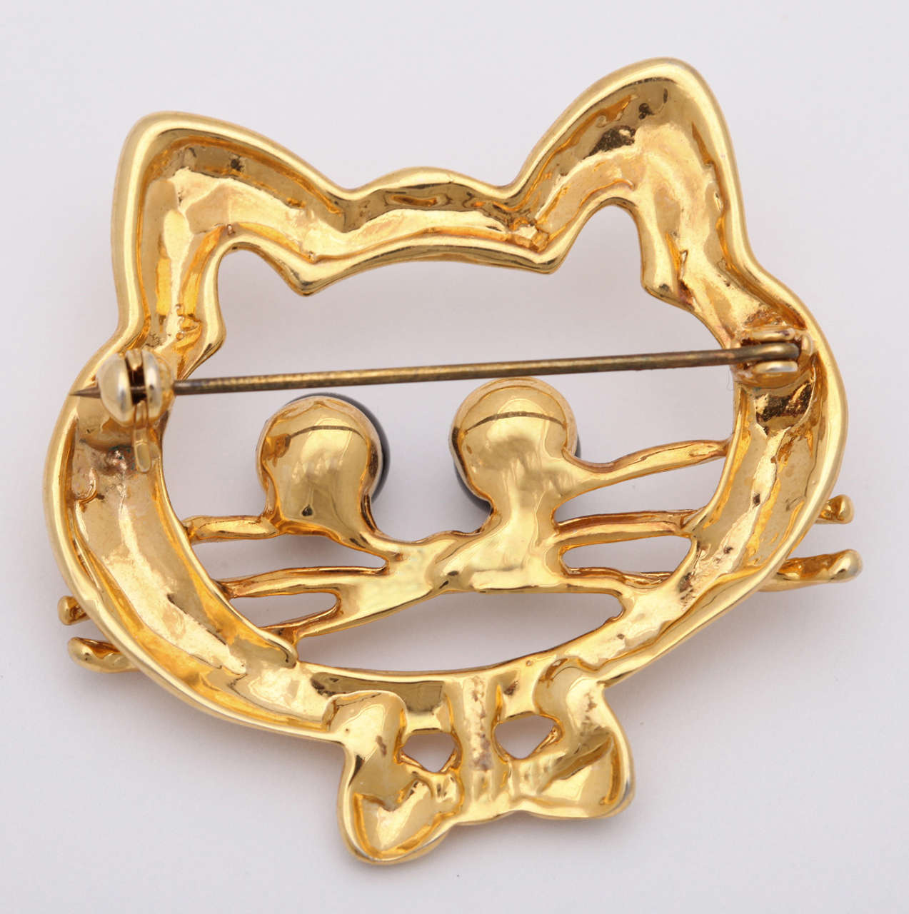 Cartoon Cat Face Brooch at 1stDibs