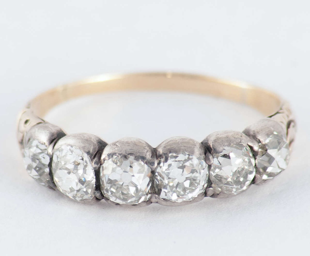 Georgian Six Stone Diamond Silver Gold Band Ring at 1stDibs | six stone ...