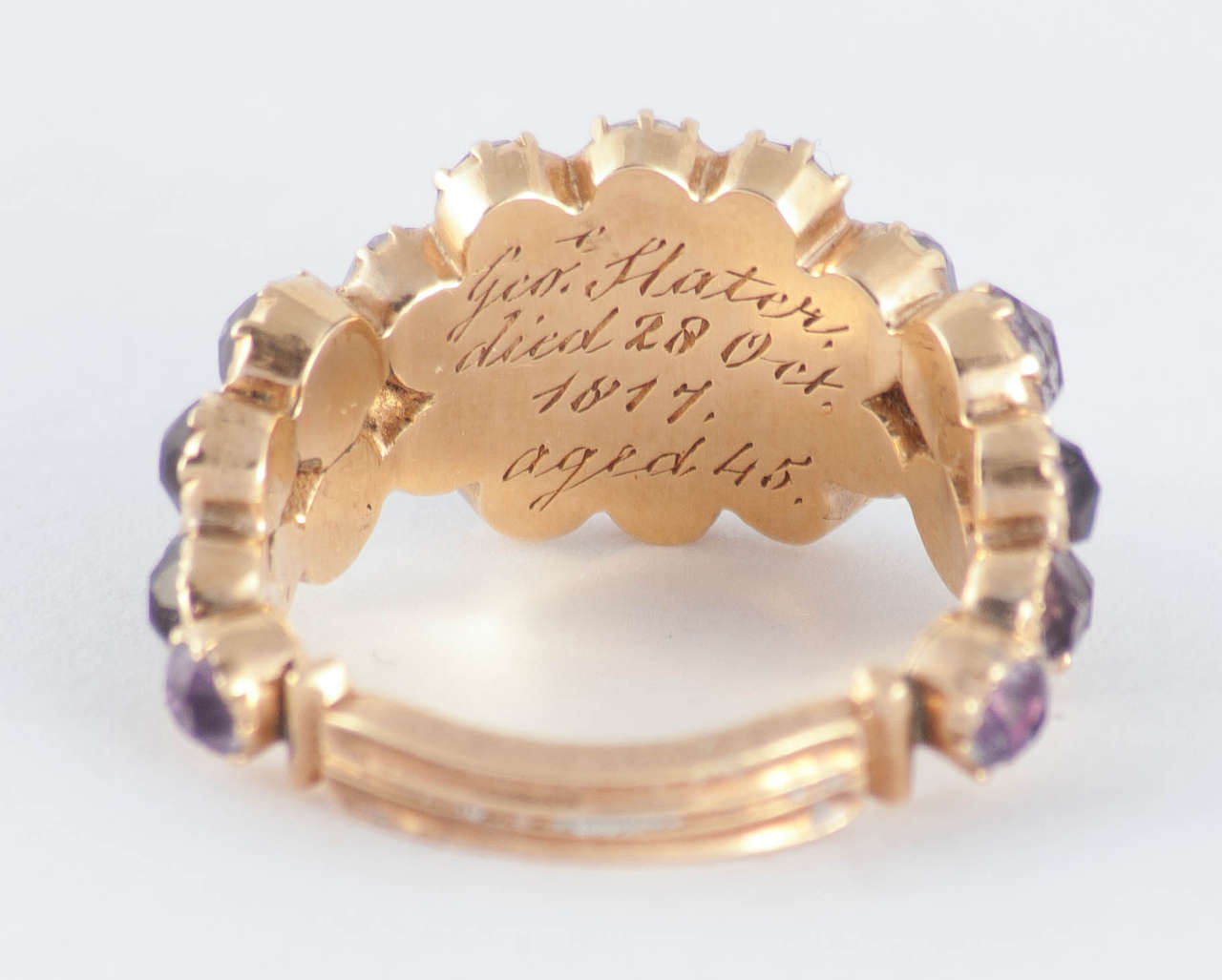 Antique Amethyst Gold Memorial Ring at 1stDibs