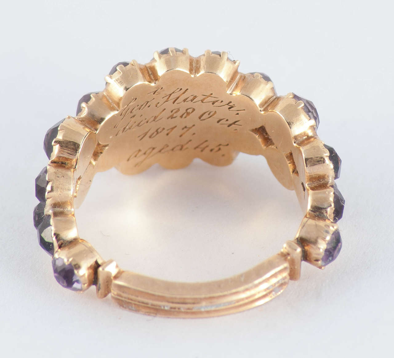 Antique Amethyst Gold Memorial Ring at 1stDibs