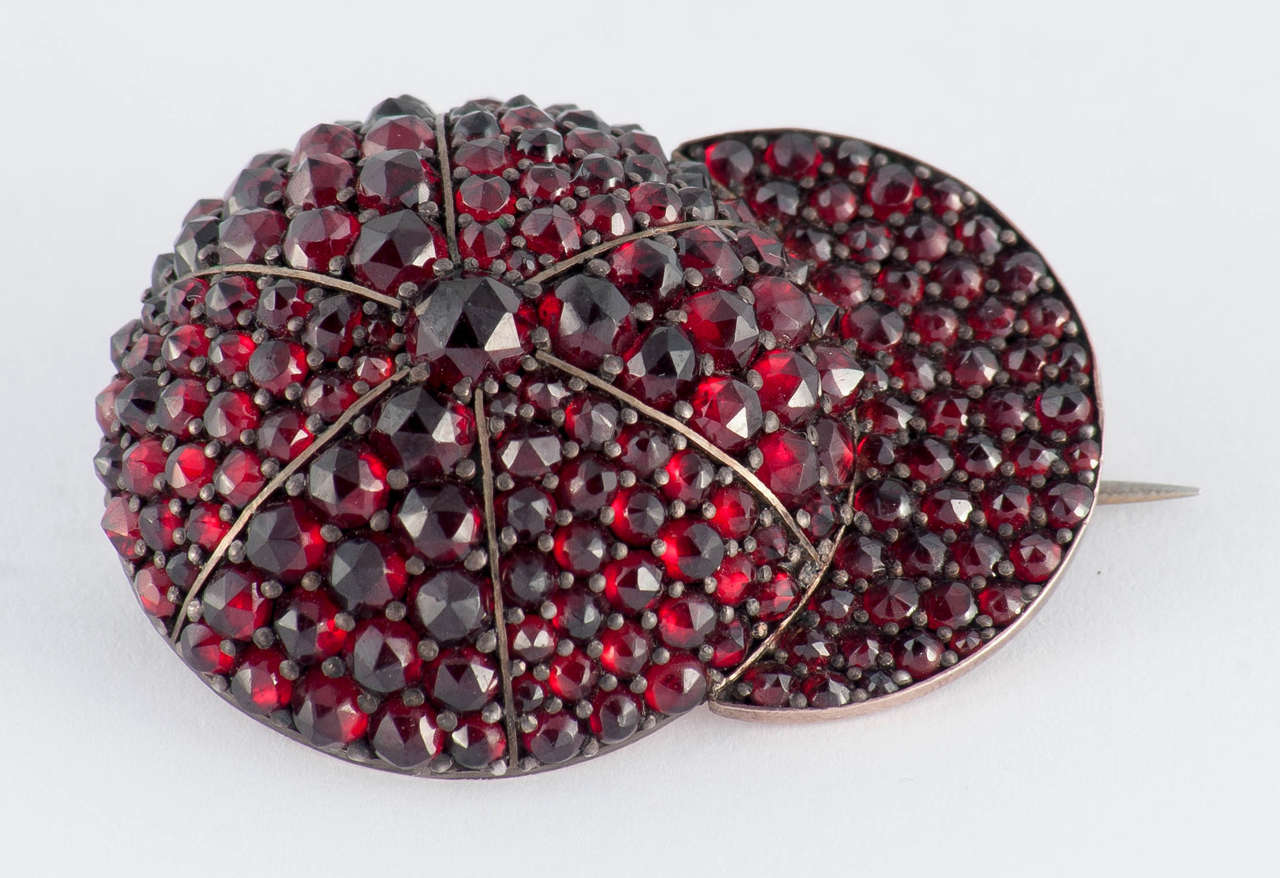 Victorian Garnet Gold Jockey's Cap Pin at 1stDibs