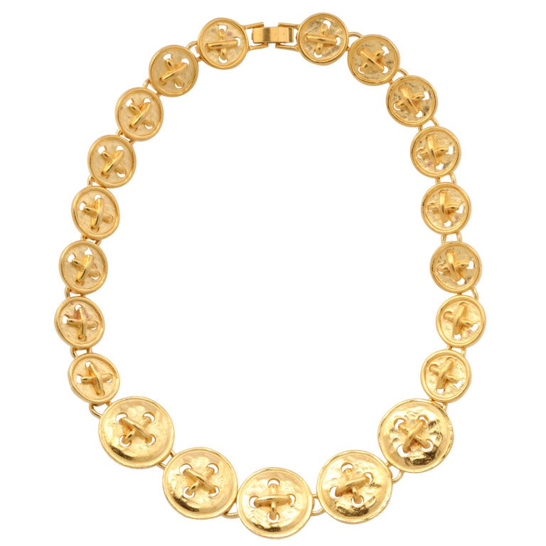 "Gold" Button Necklace For Sale at 1stDibs