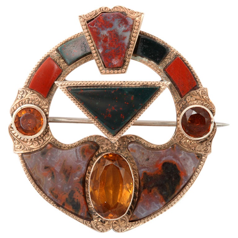 Victorian Moss Agate Citrine Scottish Brooch at 1stDibs | scottish moss ...