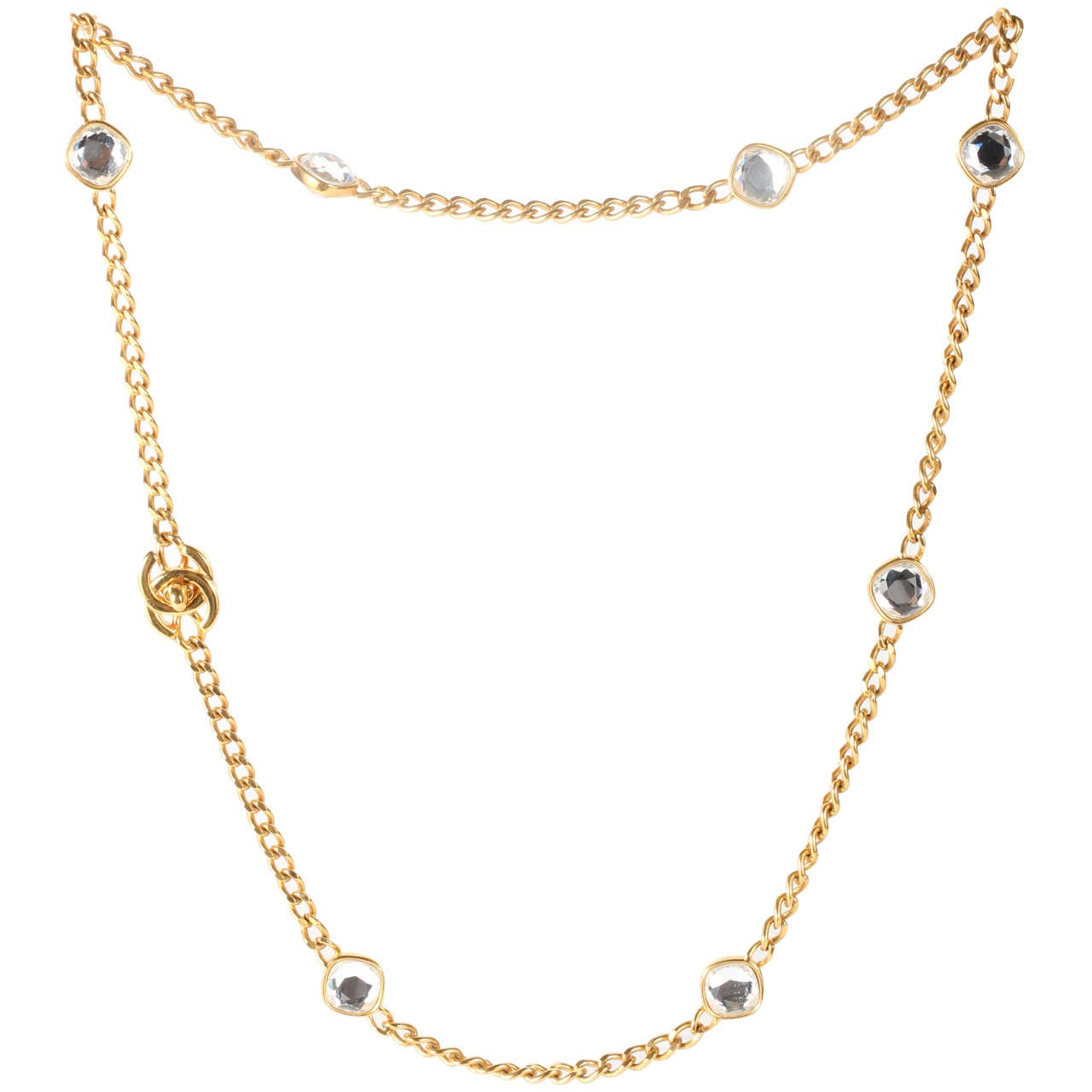 Chanel Chain Necklace with Crystals at 1stDibs | chanel chains