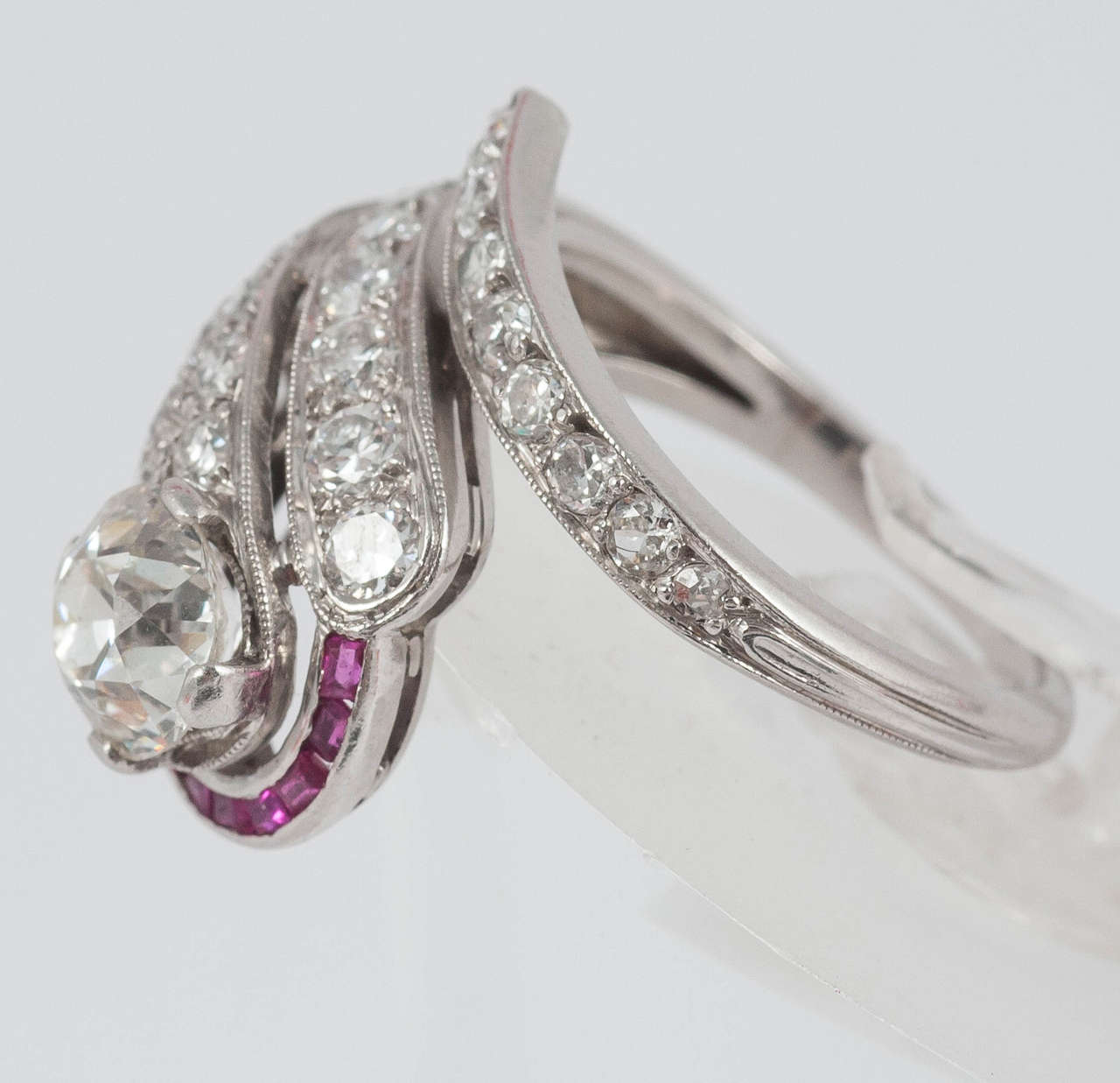 Edwardian Ruby Diamond Platinum Serpent Ring For Sale at 1stDibs