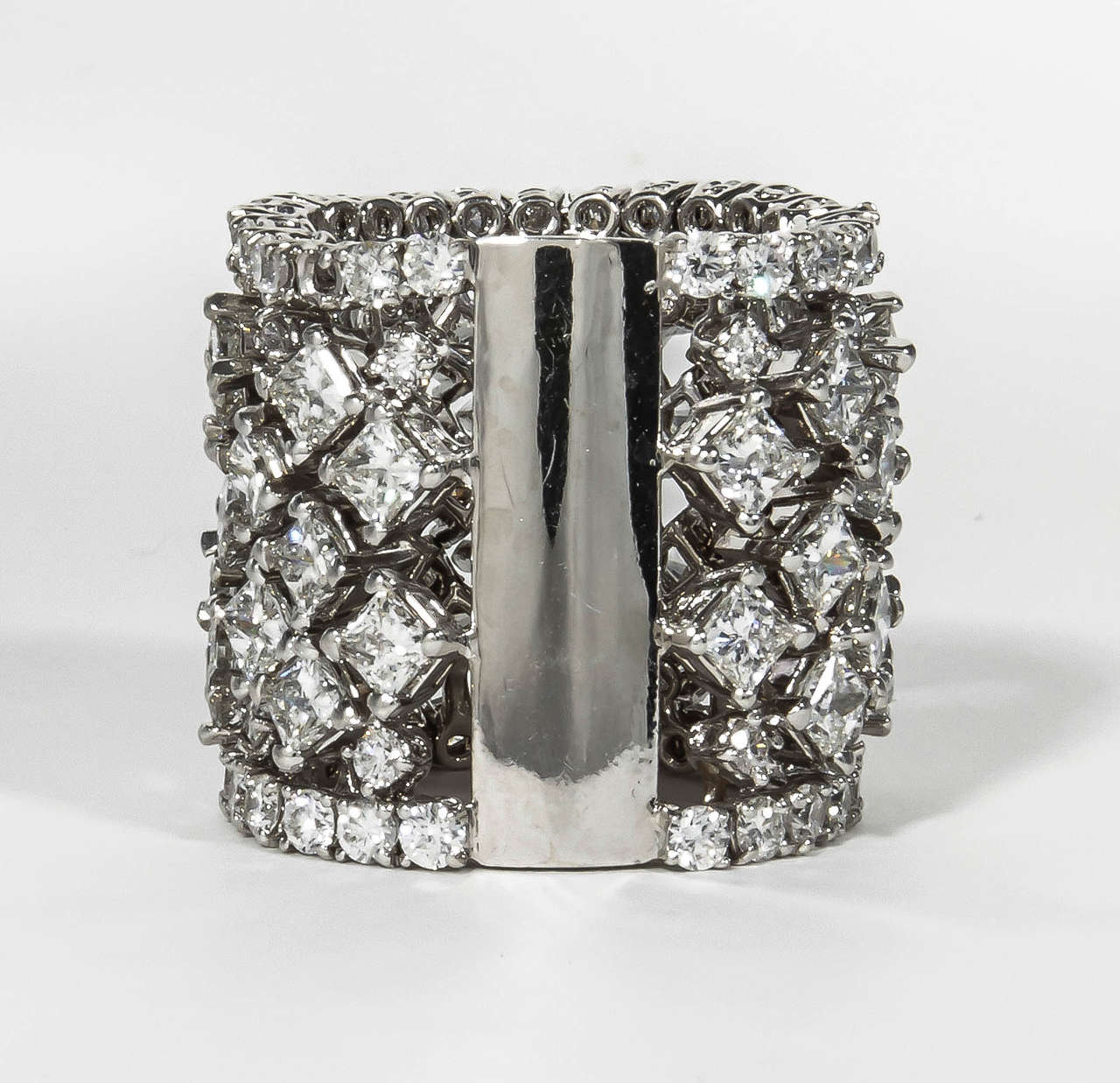 Unique Multi Shape Wide Diamond Gold Band Ring at 1stDibs | wide ...