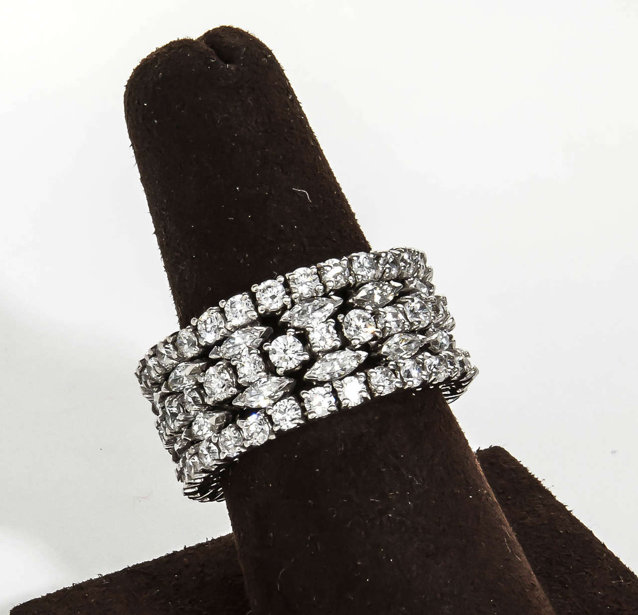 Unique Multi Shape Wide Diamond Gold Band Ring For Sale at 1stDibs ...