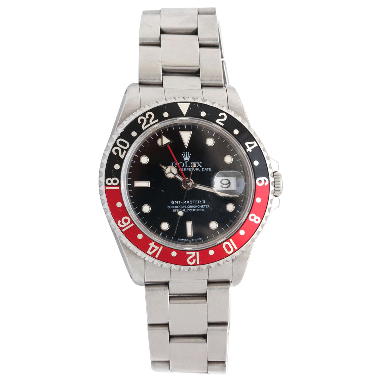 Rolex Stainless Steel GMT-Master II "Cherry Coke" Wristwatch at 1stDibs