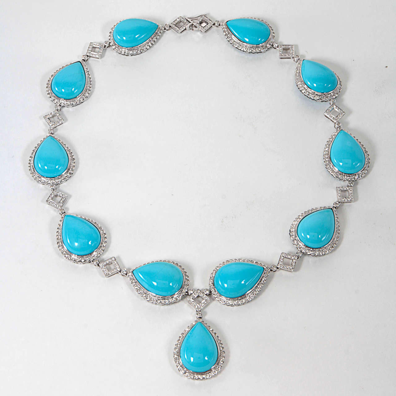 Turquoise and Diamond Necklace and Earring Set For Sale at 1stDibs ...