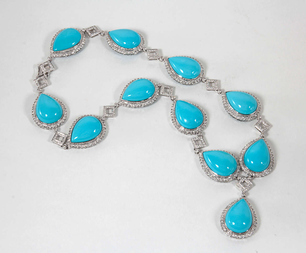 Turquoise and Diamond Necklace and Earring Set For Sale at 1stDibs ...