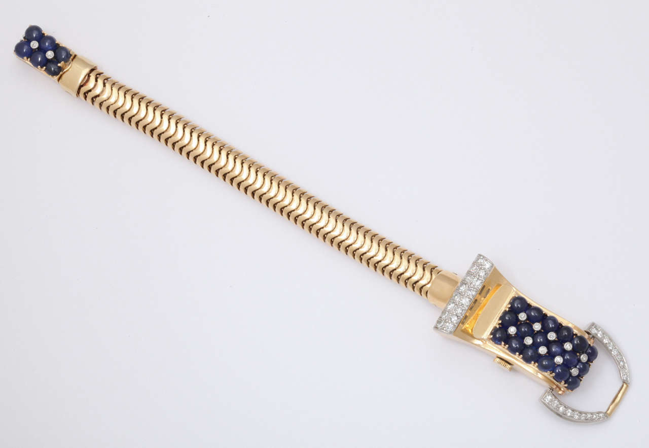 Gold Cabochon Sapphire Diamond Watch and Ring Set For Sale at 1stDibs ...