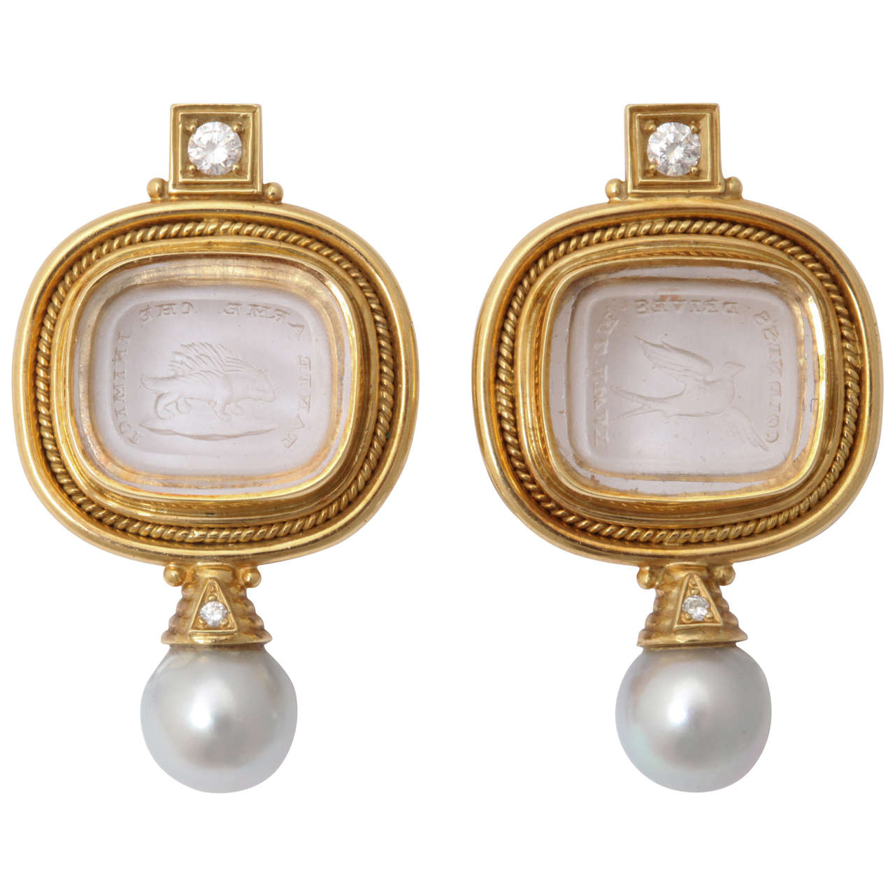 Elizabeth Gage Rock Crystal Crest Earrings at 1stDibs | elizabeth gage ...