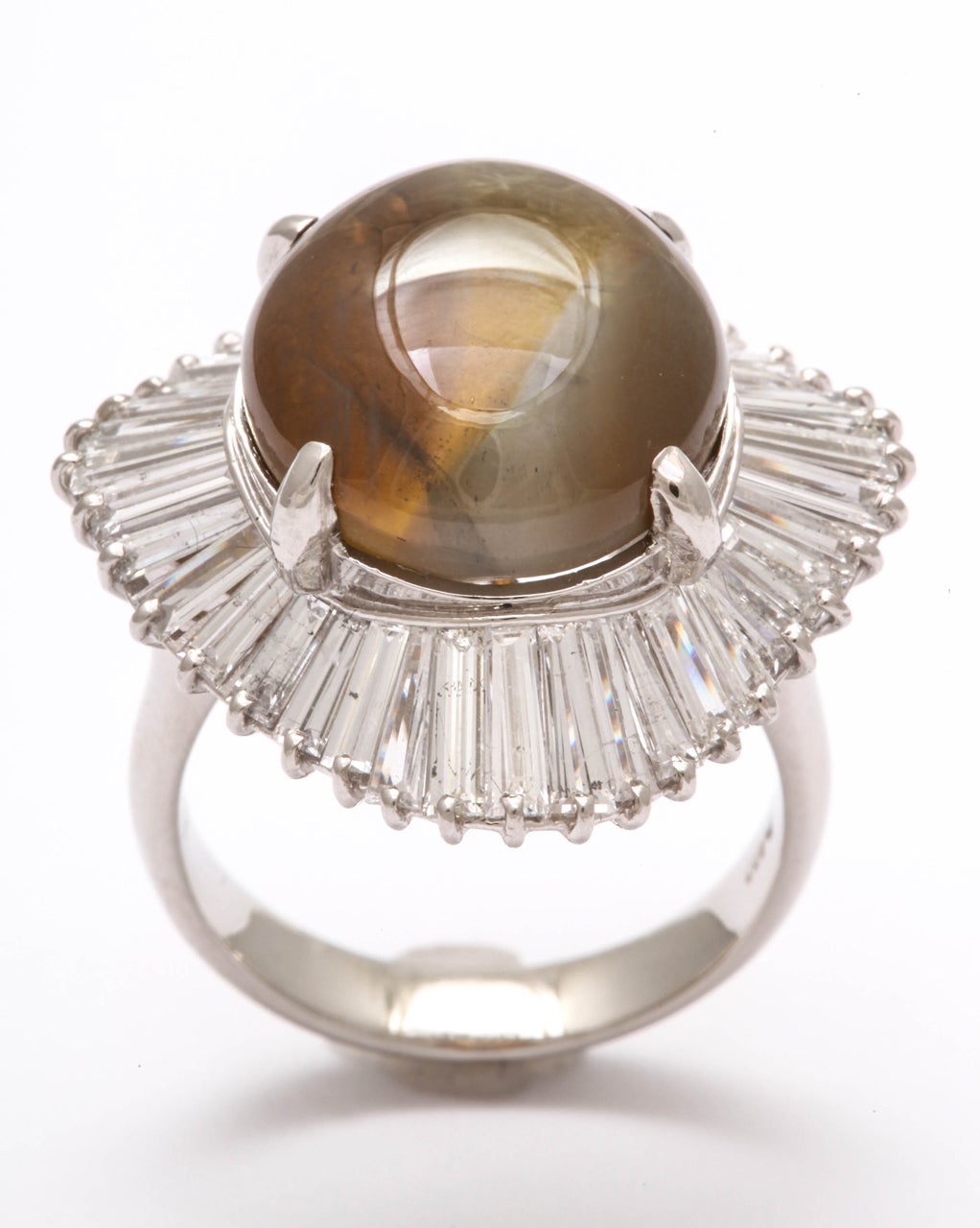 A Rare Cat's Eye Chrysoberyl and Diamond Ballerina Setting Ring For ...