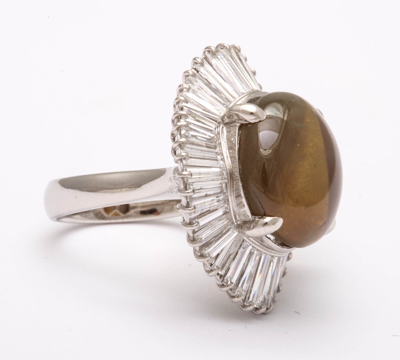 A Rare Cat's Eye Chrysoberyl and Diamond Ballerina Setting Ring For ...