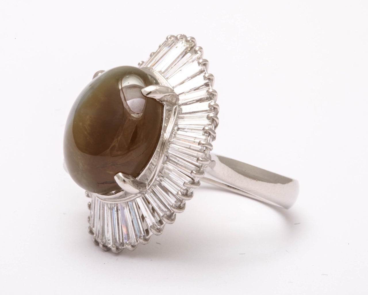 A Rare Cat's Eye Chrysoberyl and Diamond Ballerina Setting Ring For ...