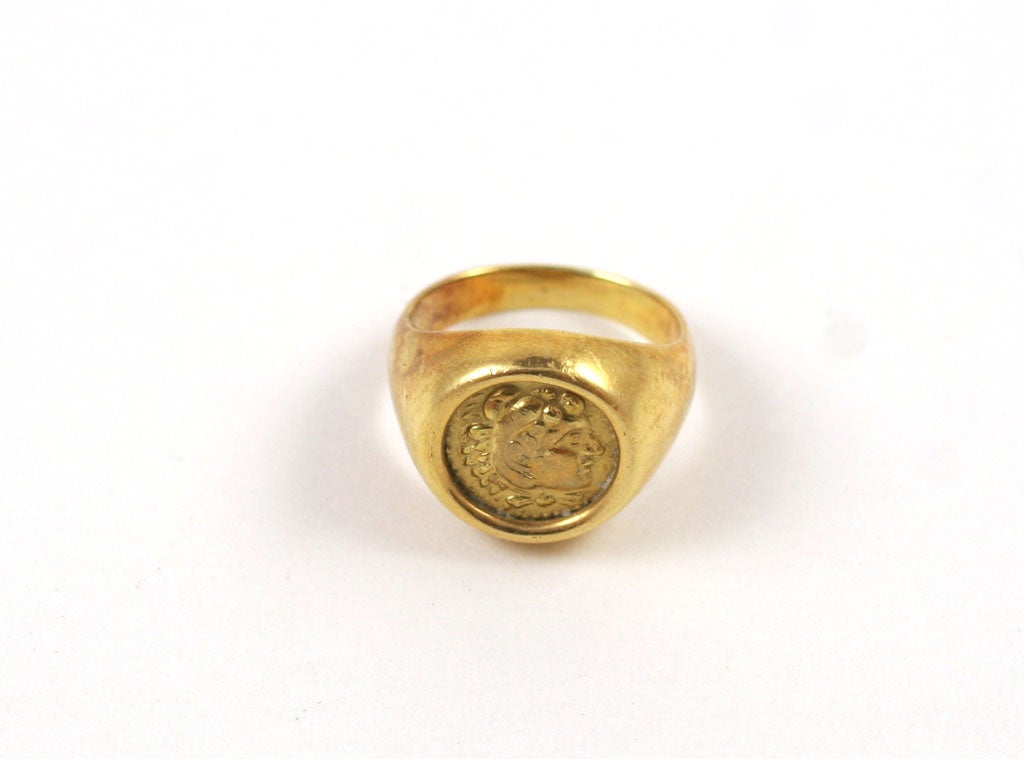 18K Gold Greek Signet Ring at 1stDibs