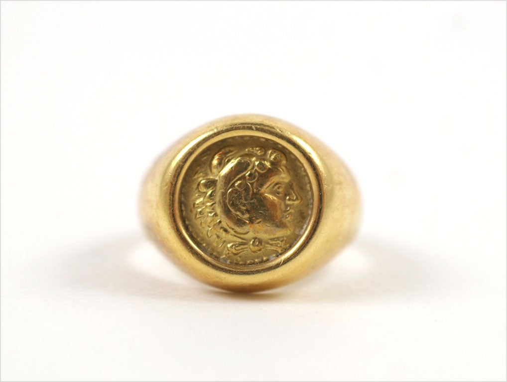 18K Gold Greek Signet Ring at 1stDibs