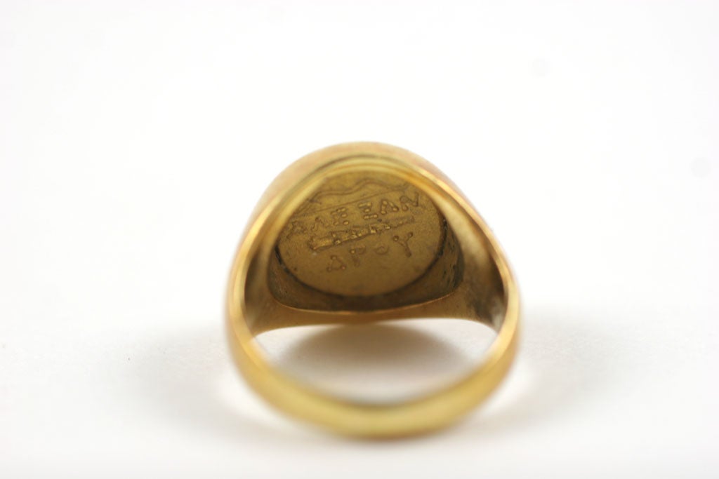 18K Gold Greek Signet Ring at 1stDibs