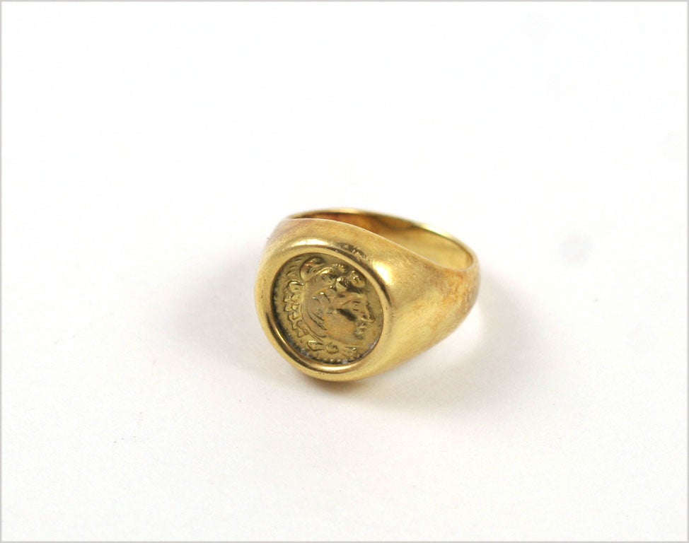 18K Gold Greek Signet Ring at 1stDibs