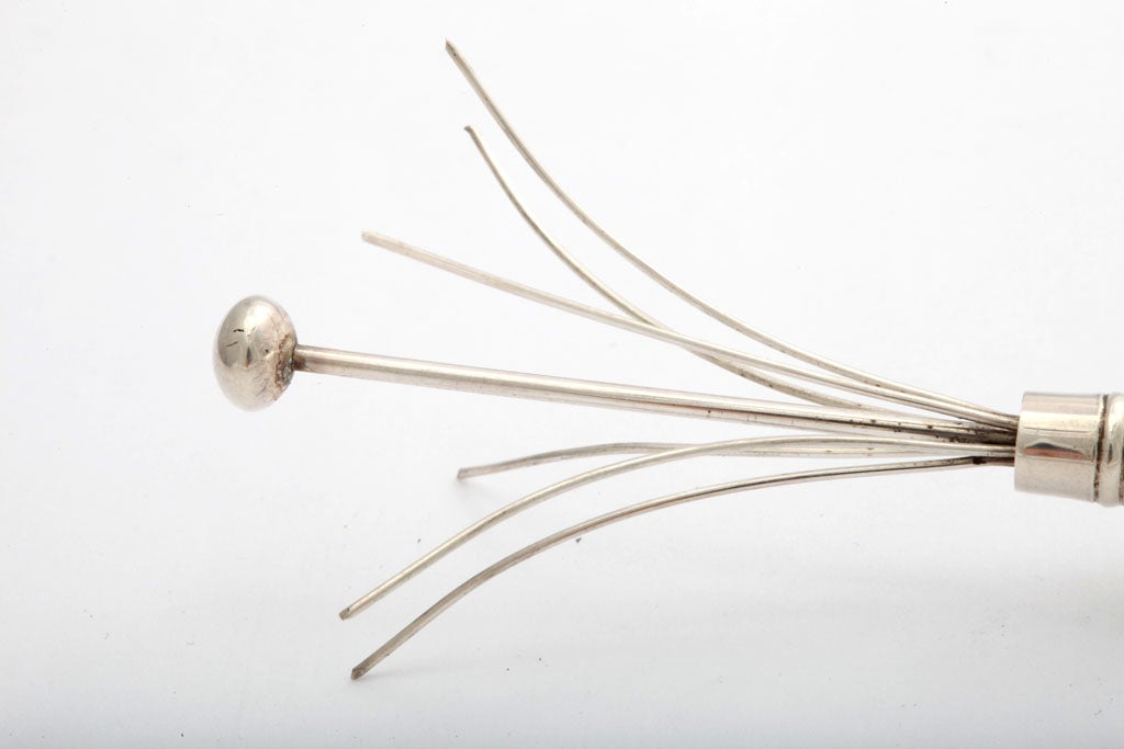 Unusual Bottle-Form Sterling Silver Champagne Swizzle Stick at 1stDibs