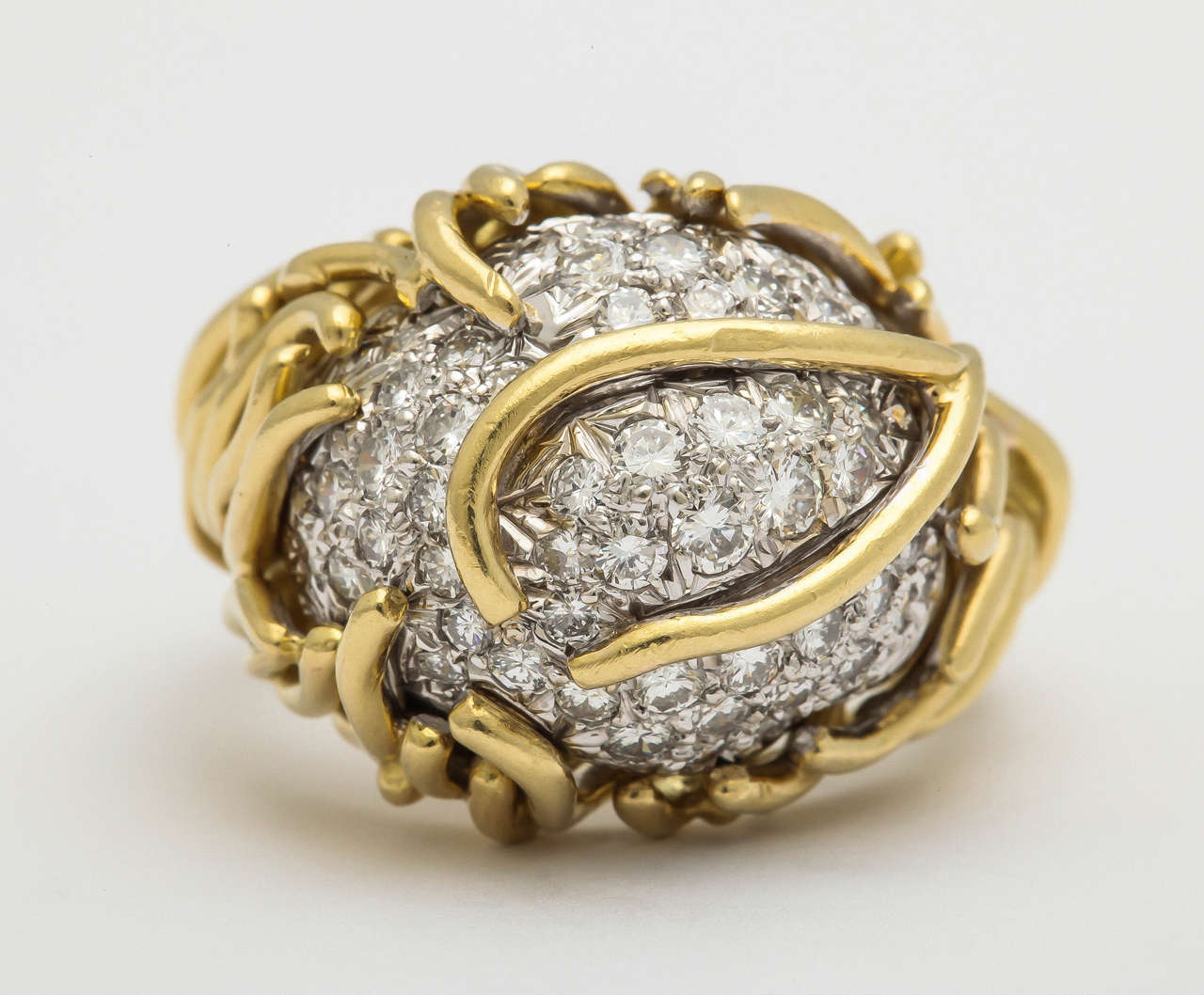 1960s Heavy Diamond Gold Dome Cocktail Ring at 1stDibs | heavy gold ...