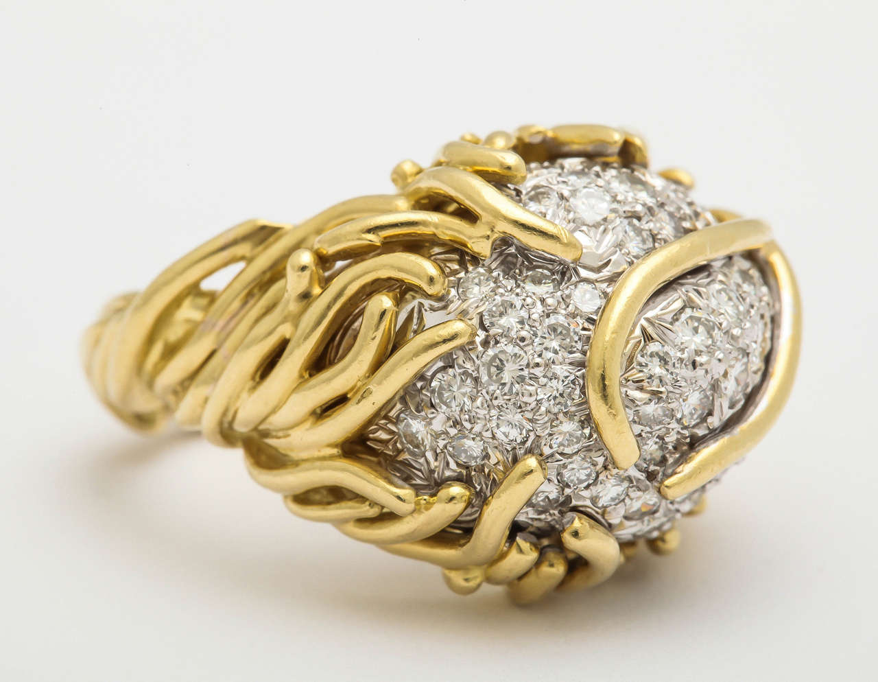 1960s Heavy Diamond Gold Dome Cocktail Ring at 1stDibs | heavy gold ...