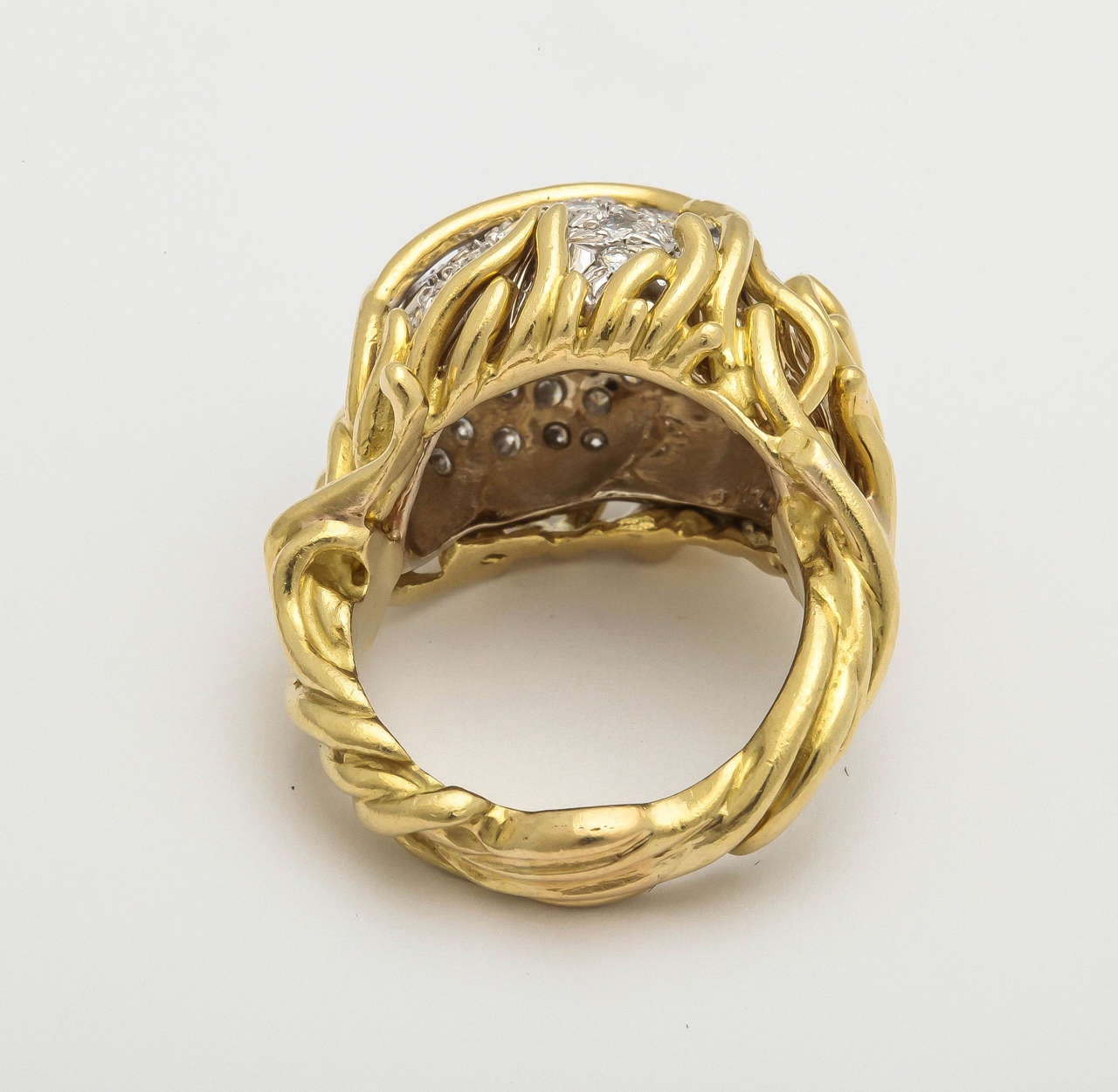 1960s Heavy Diamond Gold Dome Cocktail Ring at 1stDibs | heavy gold ...